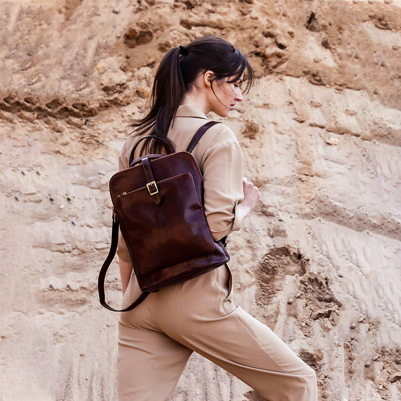 Convertible Leather Backpack Shoulder Bag - Emma – Time Resistance