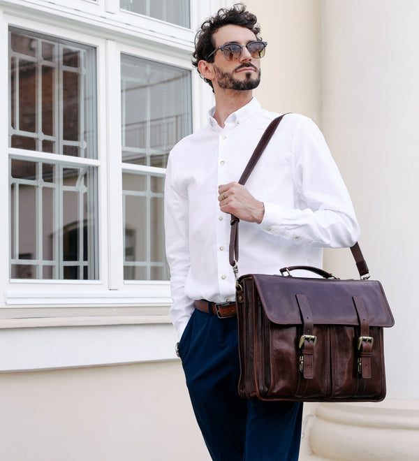 Leather Briefcase Satchel Bag - The Time Machine – timeresistance.com