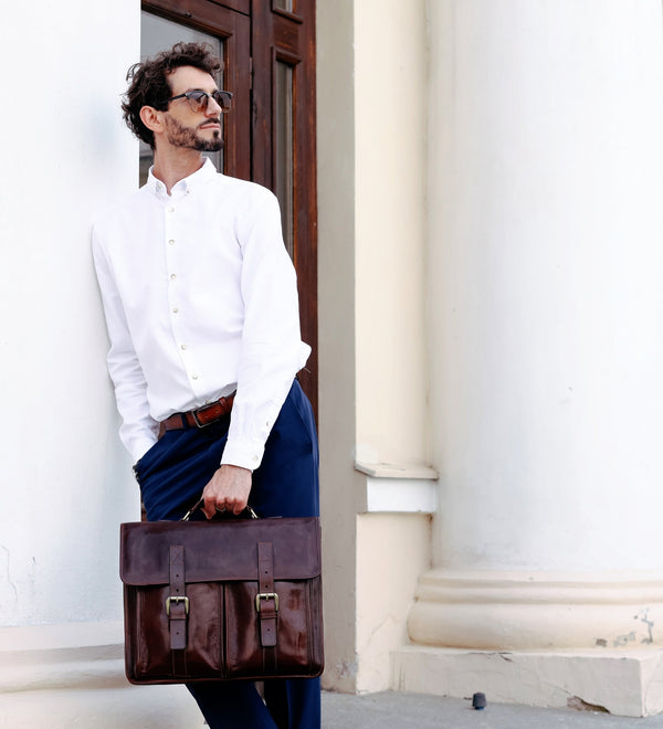 Leather Briefcase Satchel Bag - The Time Machine – timeresistance.com